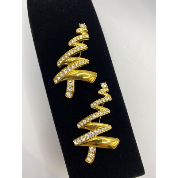 Monet | Jewelry | Vintage Monet Gold Tone Christmas Tree Brooches With ...